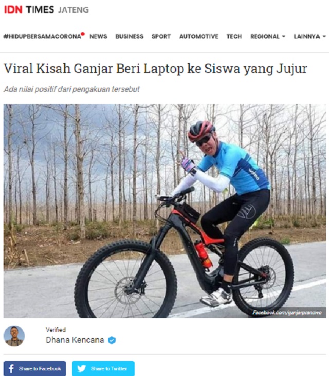 [Cek Fakta] Ganjar Beri Hadiah Laptop ke Siswa yang Tonton Porno Hoaks